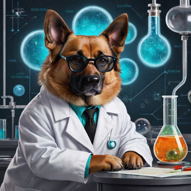 Dog in a Lab Coat and Glasses Stock Illustration - Illustration of ...
