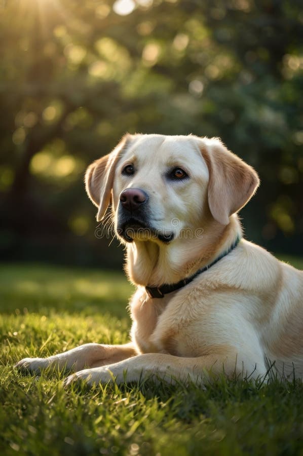 A Dog is Laying on the Grass in the Sun Stock Illustration ...