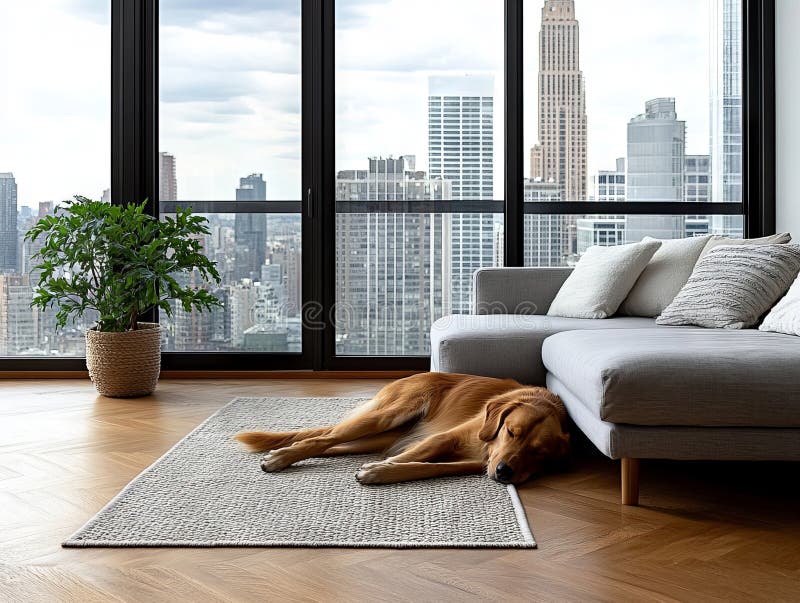 Dog Laying Rug Front Large Window Stock Photos - Free & Royalty-Free ...