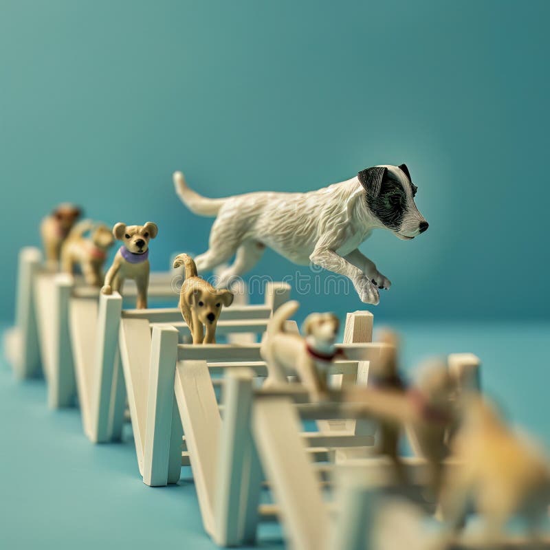 A Dog Leading a Team through an Obstacle Course Symbolizing Loyalty and ...