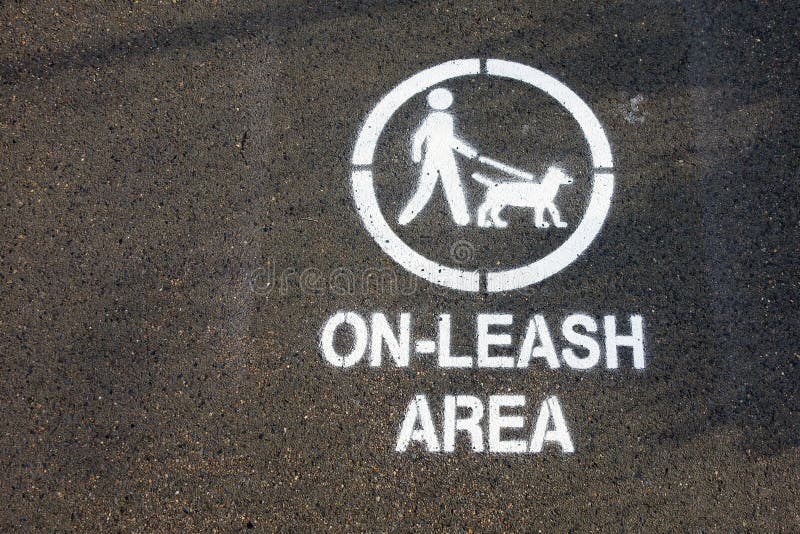 Dog on-Leash Sign stock photo. Image of responsible, path - 61630790