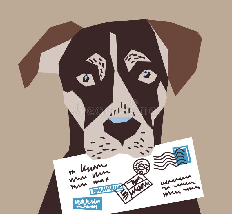 Dog Letter Post Postman Contacts. Stock Vector - Illustration of color ...