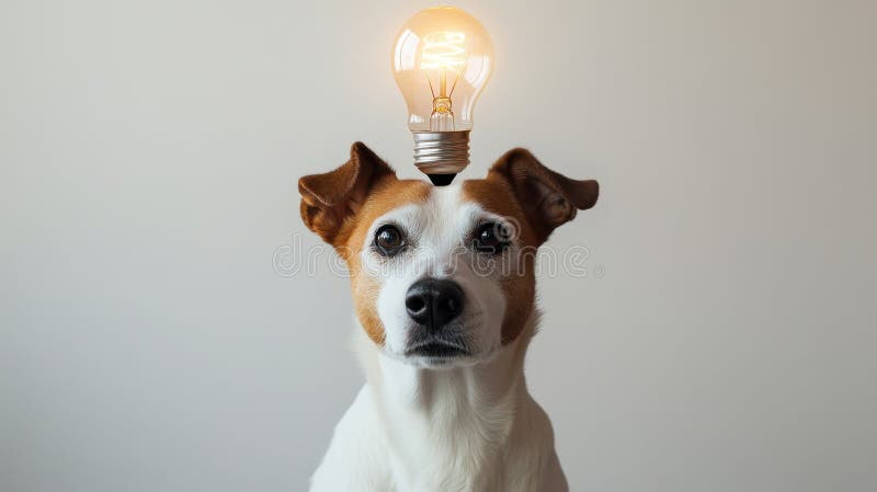 Dog with Light Bulb Idea Concept for Creativity Stock Illustration ...