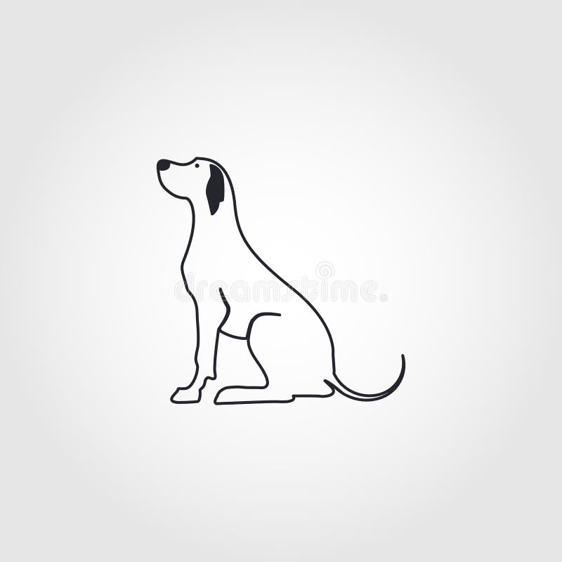 Dog Line Icon Vector Design Illustration. Simple Dog Line Art Stock ...