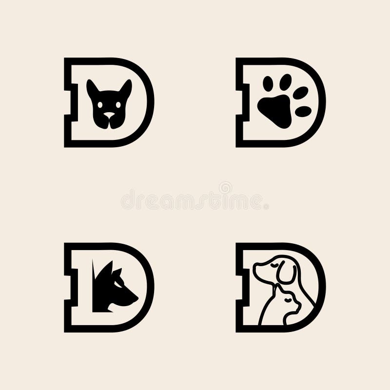Dog Logo Vector with D Font Logo Design Stock Illustration ...