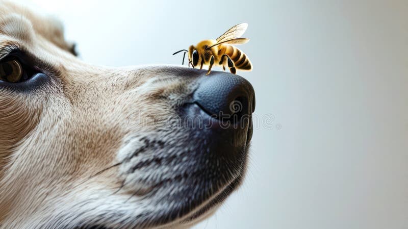 A Dog is Looking at a Bee on Its Nose Stock Image - Image of wildlife ...