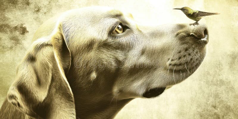A Dog is Looking at a Hummingbird Stock Photo - Image of horn, rural ...