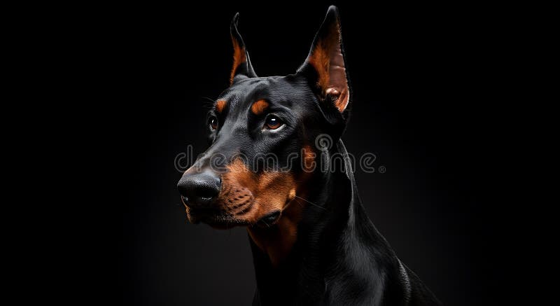 Dog Looking Left Isolated on Black Background Stock Illustration ...