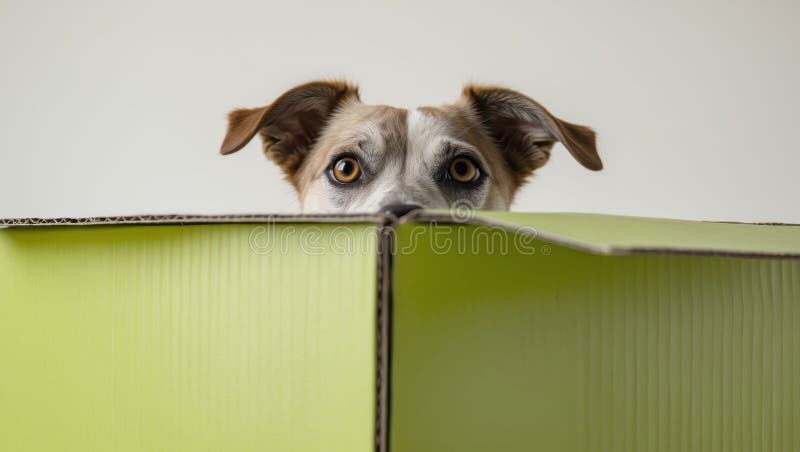Dog Looking Out Behind Green Box Stock Photos - Free & Royalty-Free ...