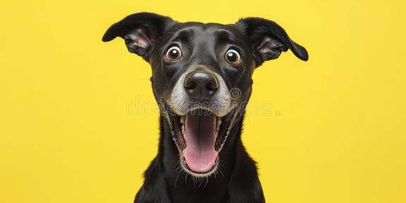 Dog Looking Surprised, Reacting Amazed, Impressed or Scared Over Solid ...