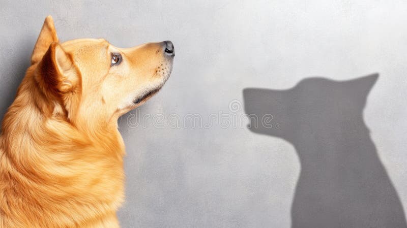A Dog Looking Up at a Shadow of Its Own Head, AI Stock Photo - Image of ...