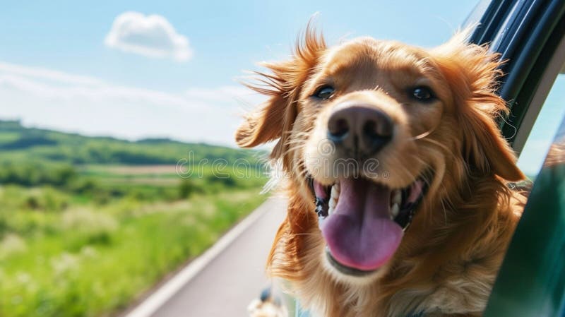 The Dog Looks Out from the Car Window. Selective Focus Stock Image ...