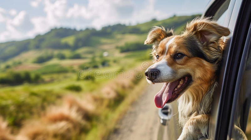 The Dog Looks Out from the Car Window. Selective Focus Stock Image ...