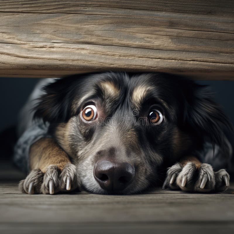 Dog Lying Under Bench or Chair , AI Generated Stock Image - Image of ...