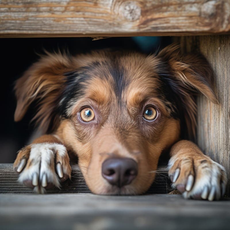 Dog Lying Under Bench or Chair , AI Generated Stock Image - Image of ...