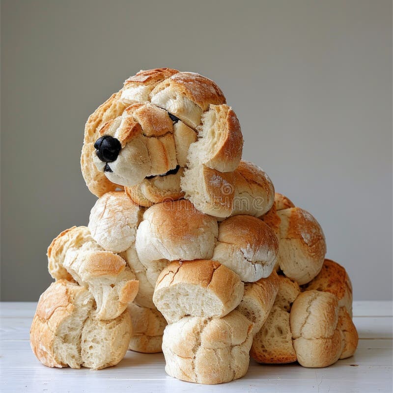 A Dog Made Out of Bread Dough Sitting on a Table, AI Stock Illustration ...