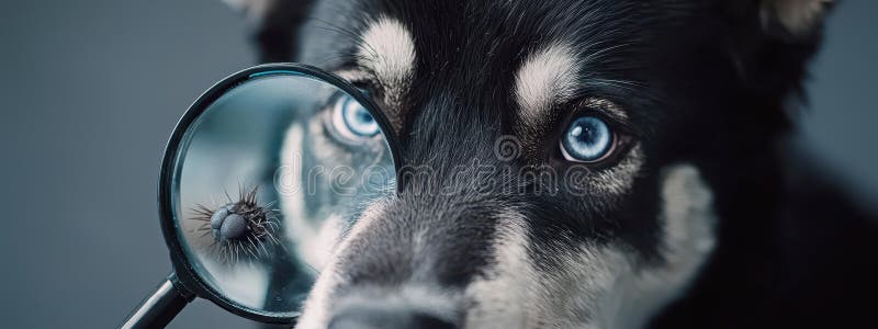 Dog and Magnifying Glass. Selective Focus Stock Photo - Image of white ...