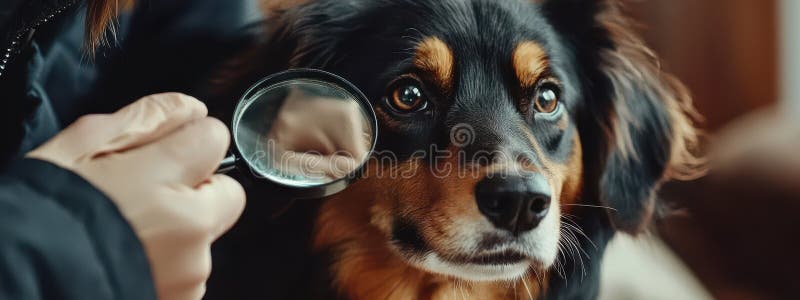Dog and Magnifying Glass. Selective Focus Stock Image - Image of ...