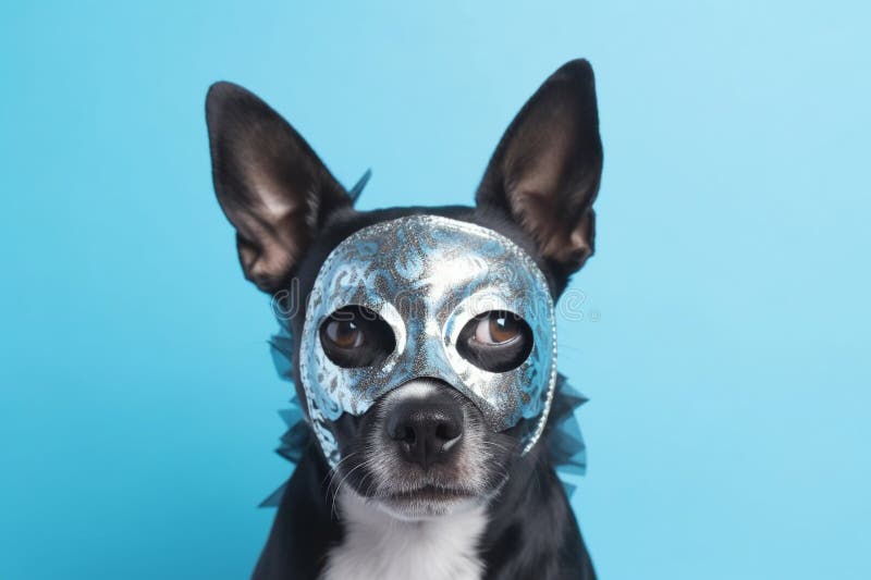 Dog in a Mask on a Blue Background. AI Generated Stock Illustration ...