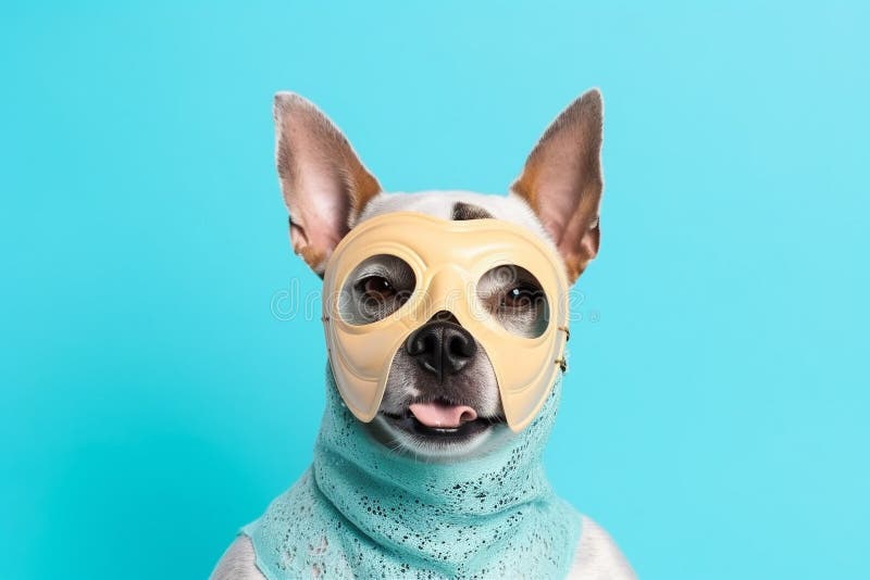 Dog in a Mask on a Blue Background. AI Generated Stock Photo - Image of ...