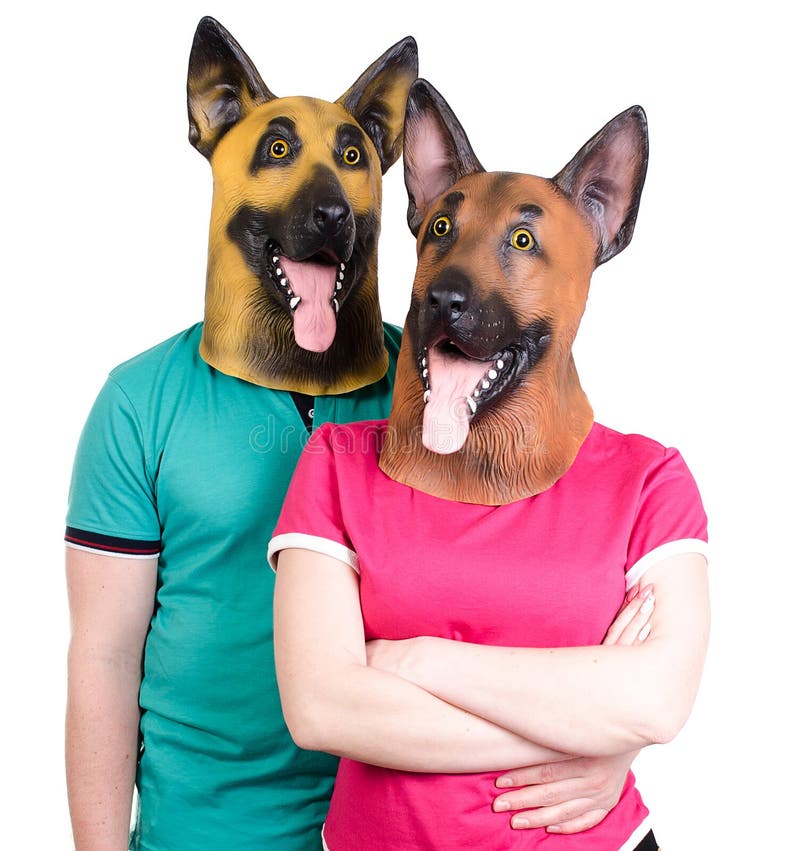 Dog Mask Duo: Fun and Whimsy Stock Image - Image of outfit, german: 354197331