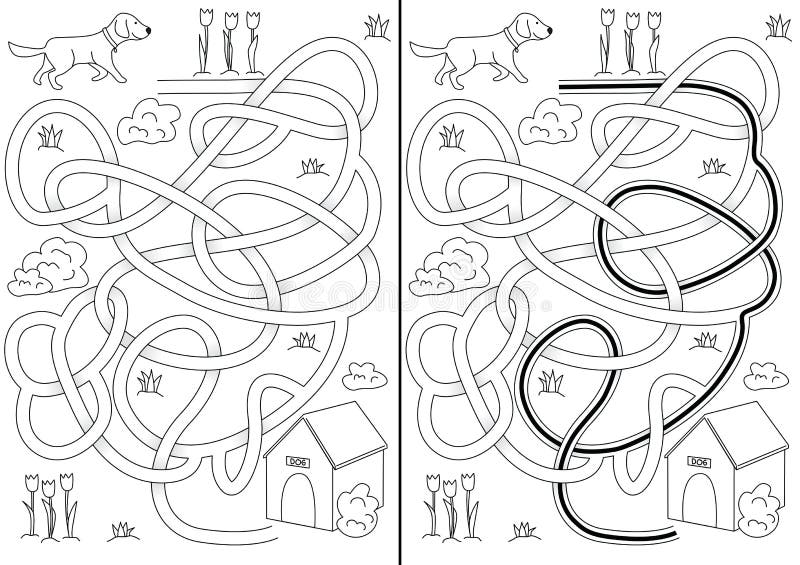 Dog maze stock vector. Illustration of drawing, labyrinth - 113427832