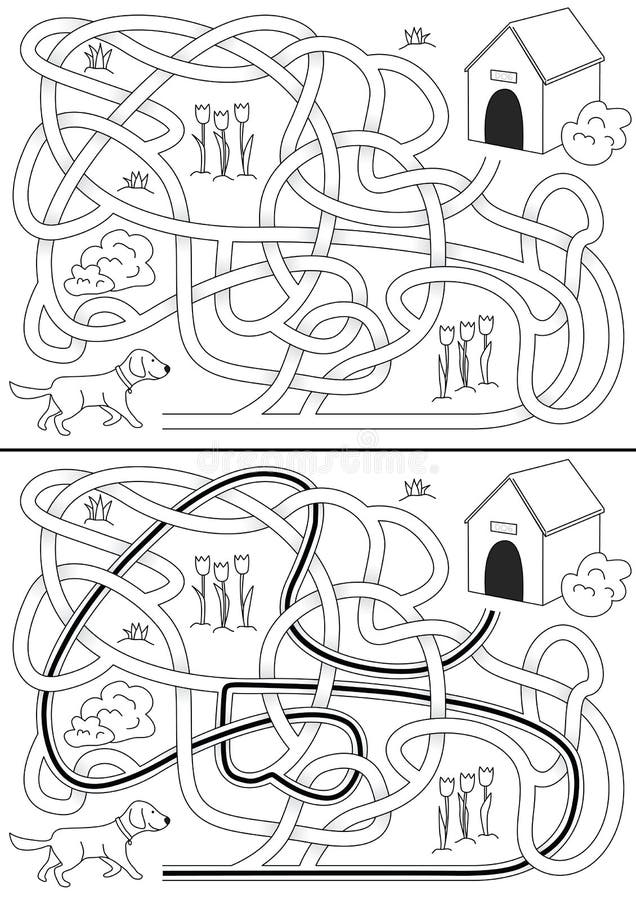 Dog maze stock vector. Illustration of maze, puzzle, solution - 37051292