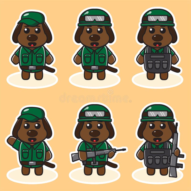 Vector Illustration of Cute Dog Soldier Cartoon. Stock Vector ...