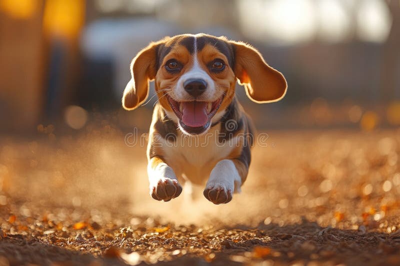 A Dog in Mid-air with Its Mouth Open, Possibly Catching Something Stock ...