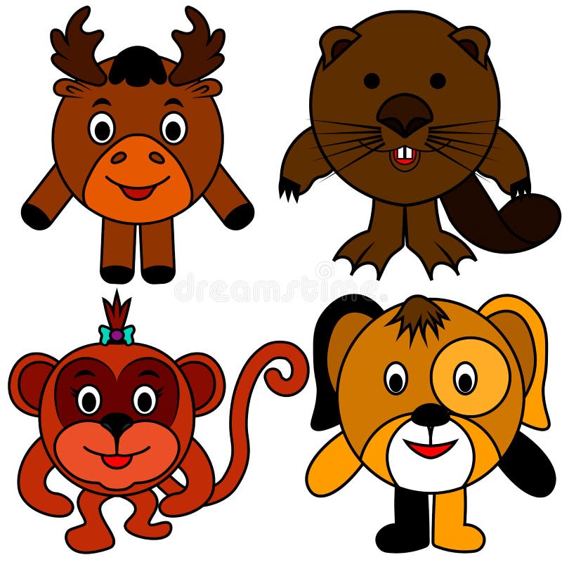 Dog monkey moose beaver stock vector. Illustration of cartoon - 126201727