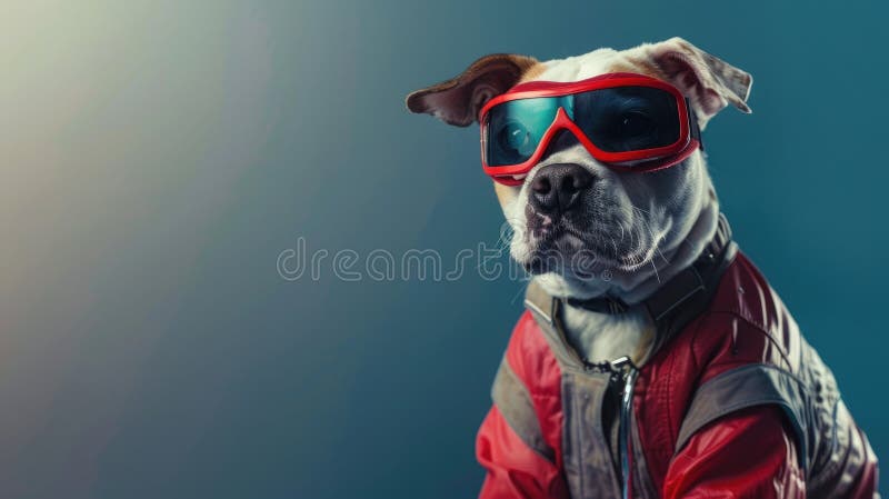 A Dog in Motor Racer Suit, Biker Dog, Driver Dog Stock Image - Image of ...