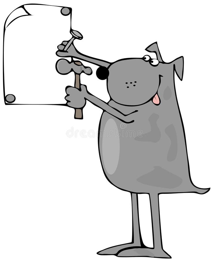Dog nailing up a sign stock illustration. Illustration of tongue ...