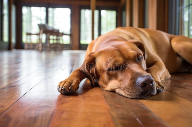 Dog Napping on a Hard, Wooden Floor Stock Photo - Image of comfort ...