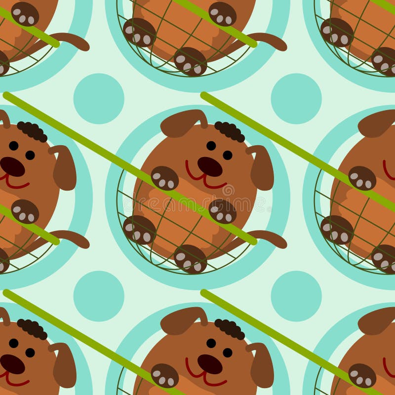 Dog in Net Seamless Background Design Stock Illustration - Illustration ...