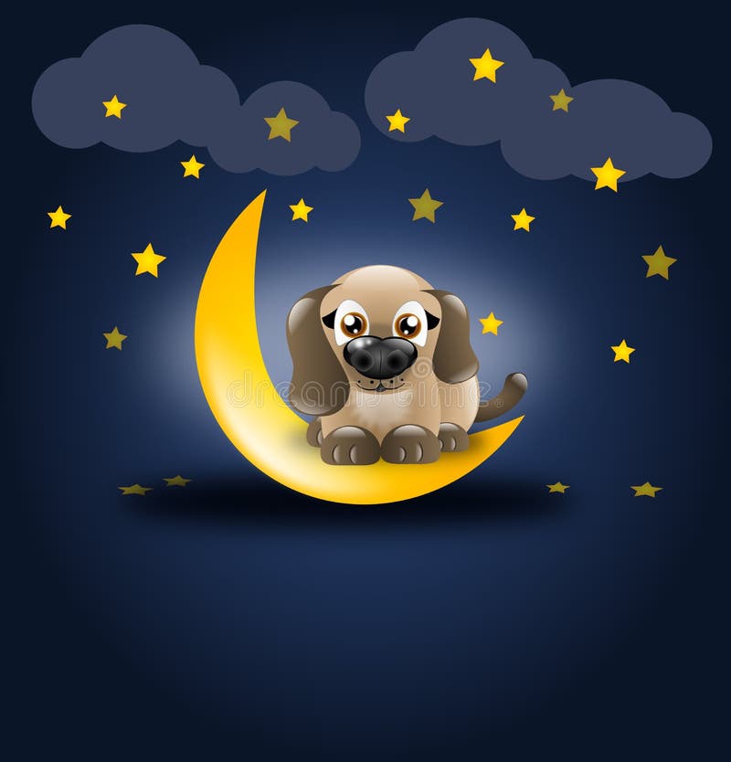 Dog night stock illustration. Illustration of cute, dark - 45728051