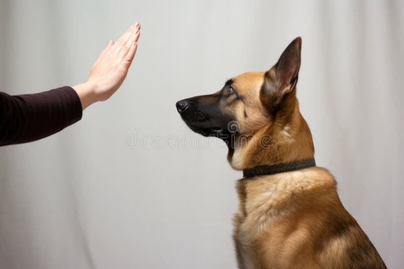 Dog Obeying Silent Hand Commands Stock Image - Image of silent ...
