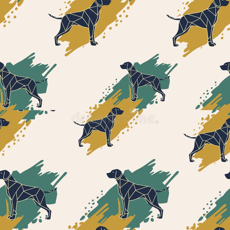 Seamless Pattern Featuring Stylized Geometric Dog Silhouettes ...