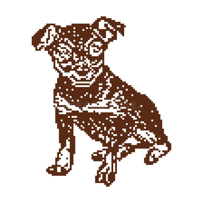 The Dog in a Sitting Pose is Colored Brown with Pixels. the Design is ...