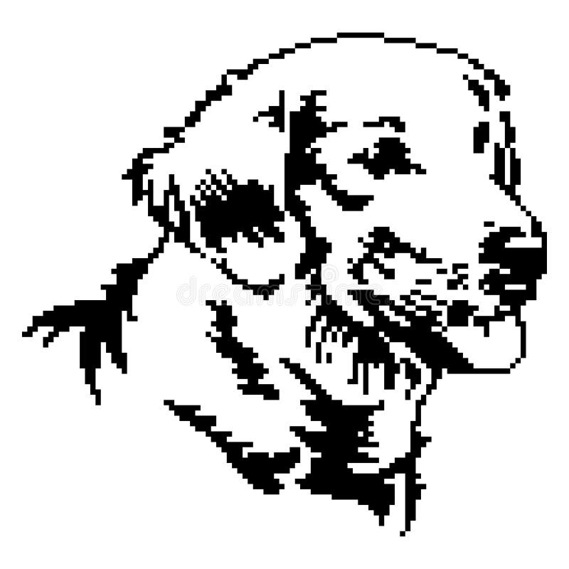 Pixel Muzzle of a Black Dog with a Protruding Tongue. the Design is ...