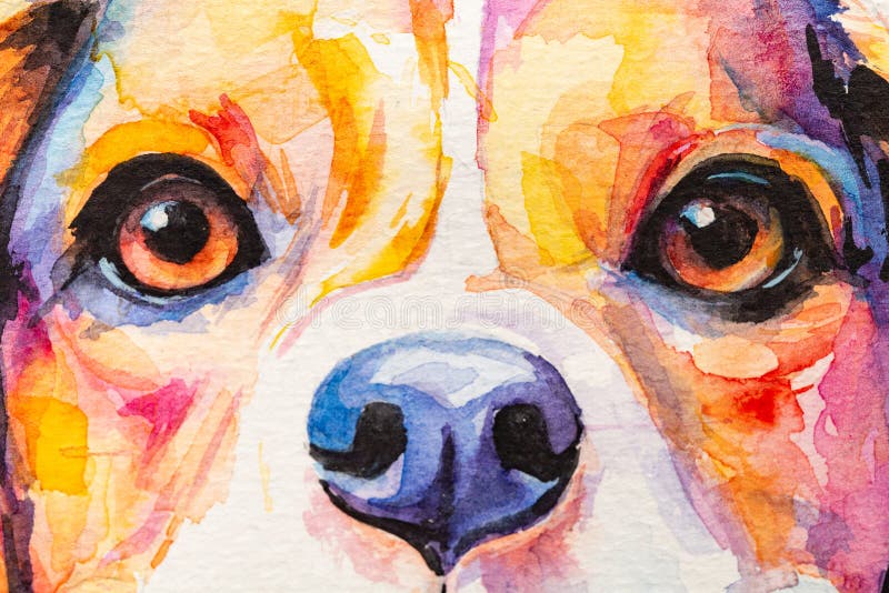 Dog Painted in Watercolor on a White Background Stock Illustration ...