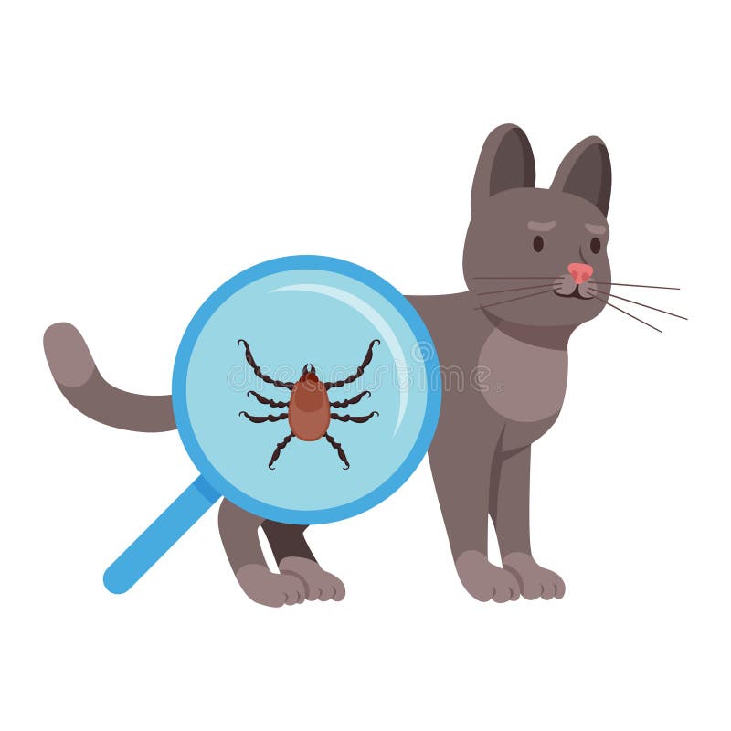 Cat with Parasites Cartoon Flat Illustration Stock Vector ...