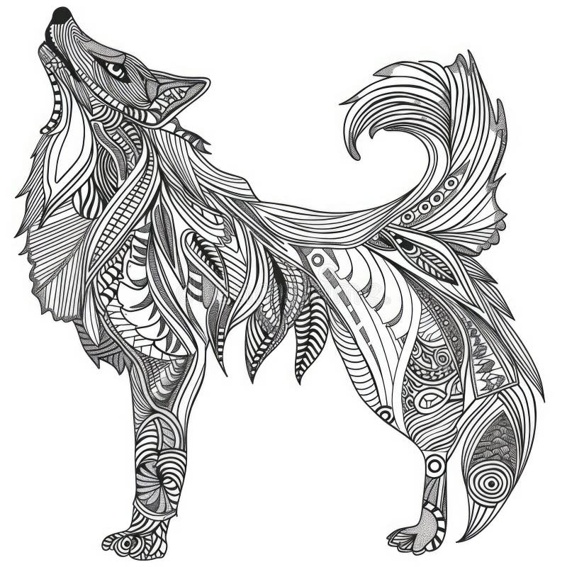 A Dog with Patterns on it S Head Tattoo Design, Coloring Book Page ...
