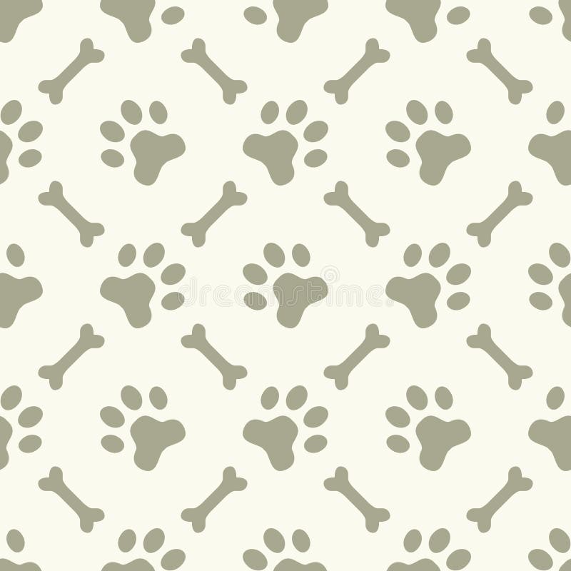 Dog Paw Footprint Seamless Pattern Stock Vector - Illustration of ...