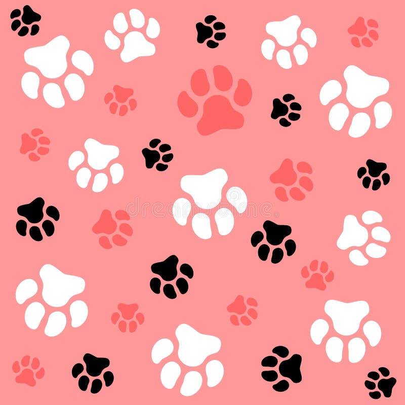 Dog Paw. Pink Background and Dog Tracks. Pattern with Traces. Stock ...