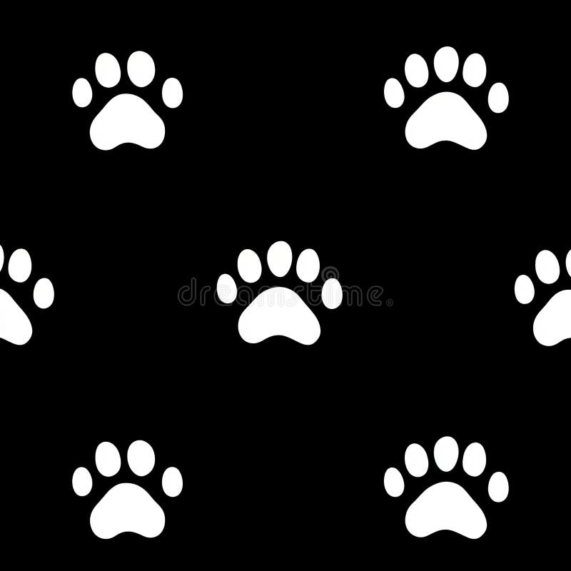 Dog Paw Prints Background with Seamless Geometric Pattern. Stock ...