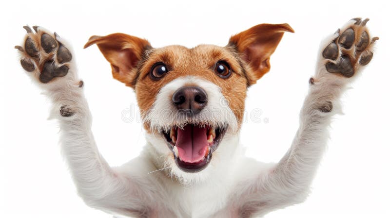 A Dog with Paws Up in the Air Looking at Something, AI Stock Image ...