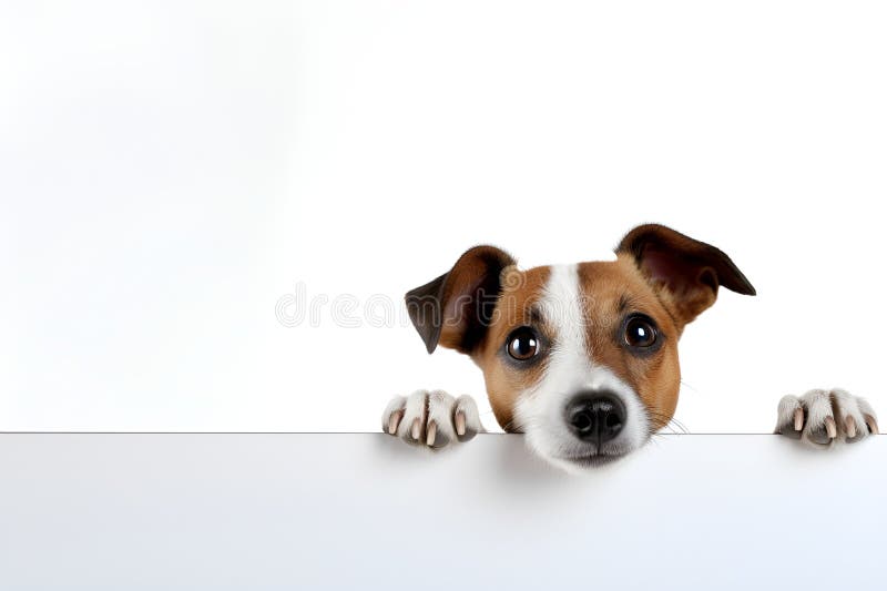 Dog Peeking Over White Edge. Web Banner Stock Illustration ...