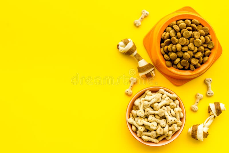 Dog Pet Food Background. Top, Overhead View Stock Image - Image of bowl ...