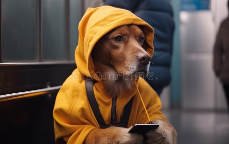 Dog Pet Using Mobile Phone Indoors. Generative AI Stock Photo - Image ...