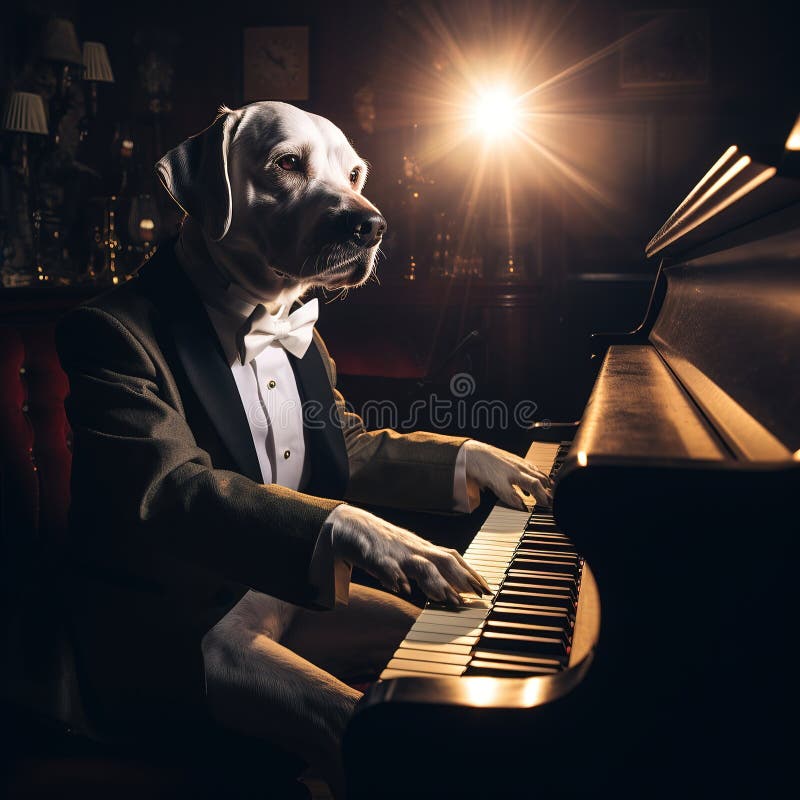 Dog Pianist Playing Piano at Concert. Generative AI Stock Image - Image ...